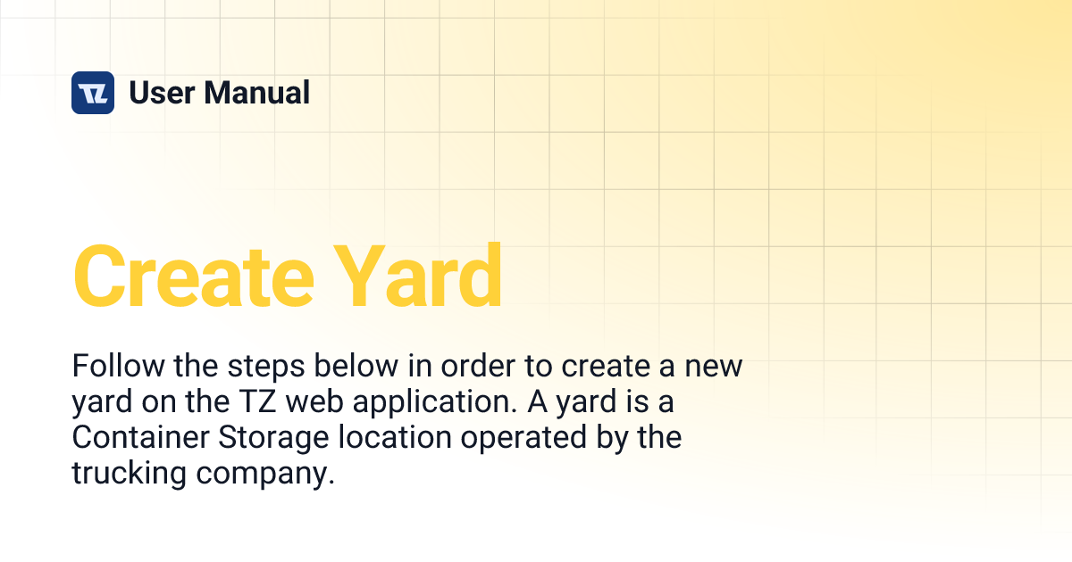 Create Yard | User Manual
