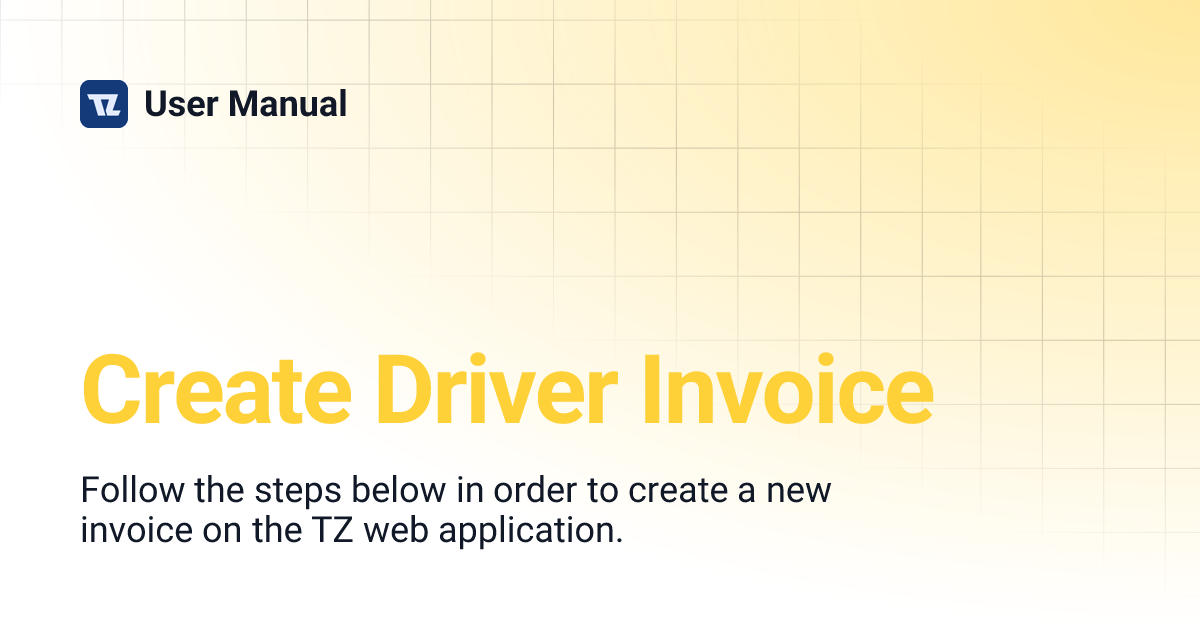 Create Driver Invoice | User Manual